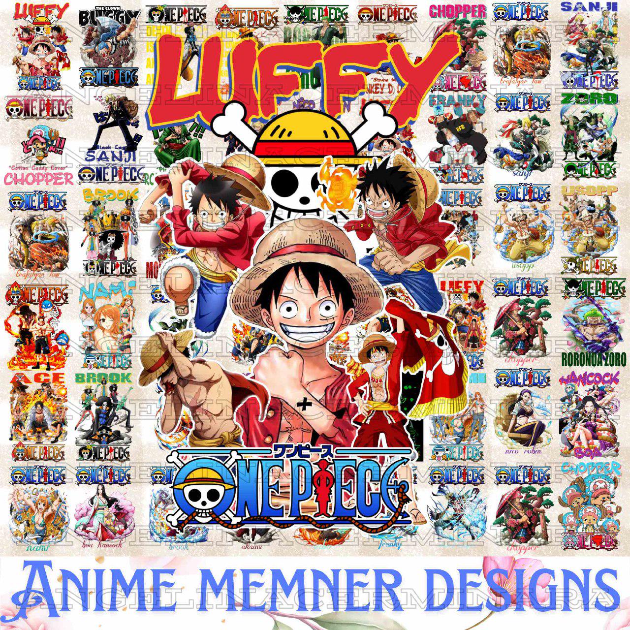 50 One Piece Designs Bundle, Anime Art, Instant Download, High-quality ...