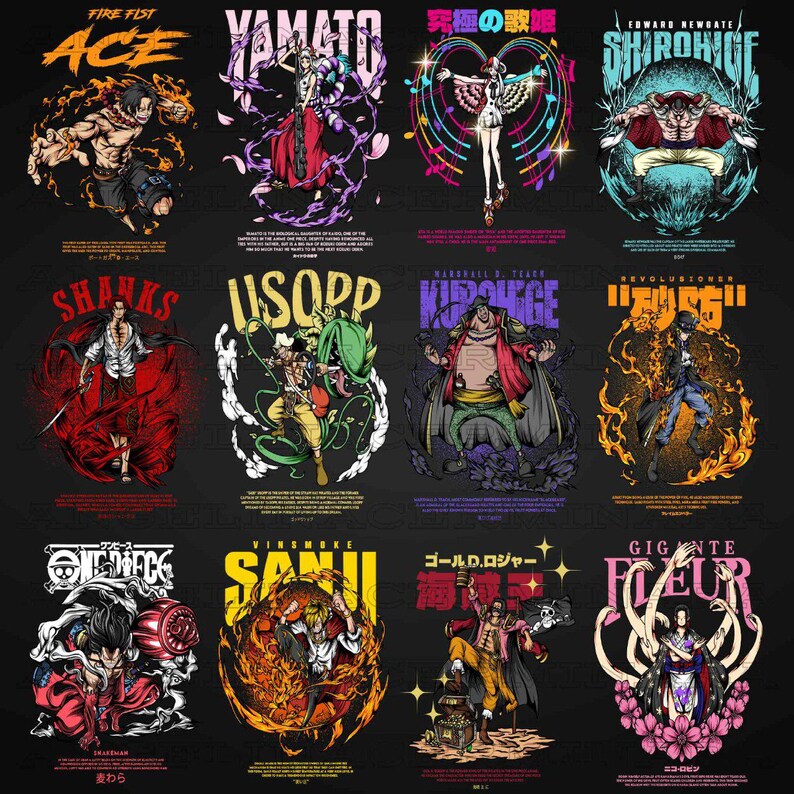 Mega One Piece Designs Bundle, Anime Art, Instant Download, High ...