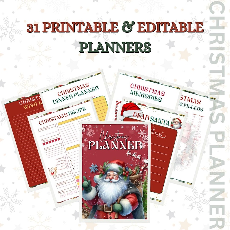 CHRISTMAS PLANNER Printable / Editable 31 High Quality Pages - Etsy