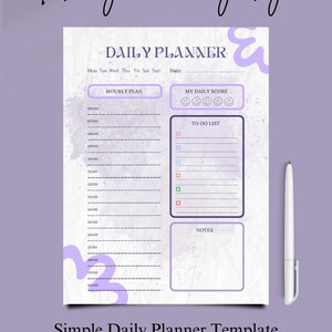 Daily Planner, Single Page Planner . Printable Planner, Digital Planner ...