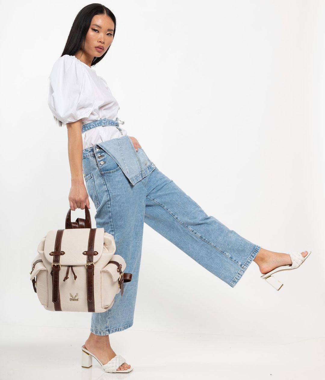 Cream Leather Backpack With Brown Straps 'medium' - Stylish and ...