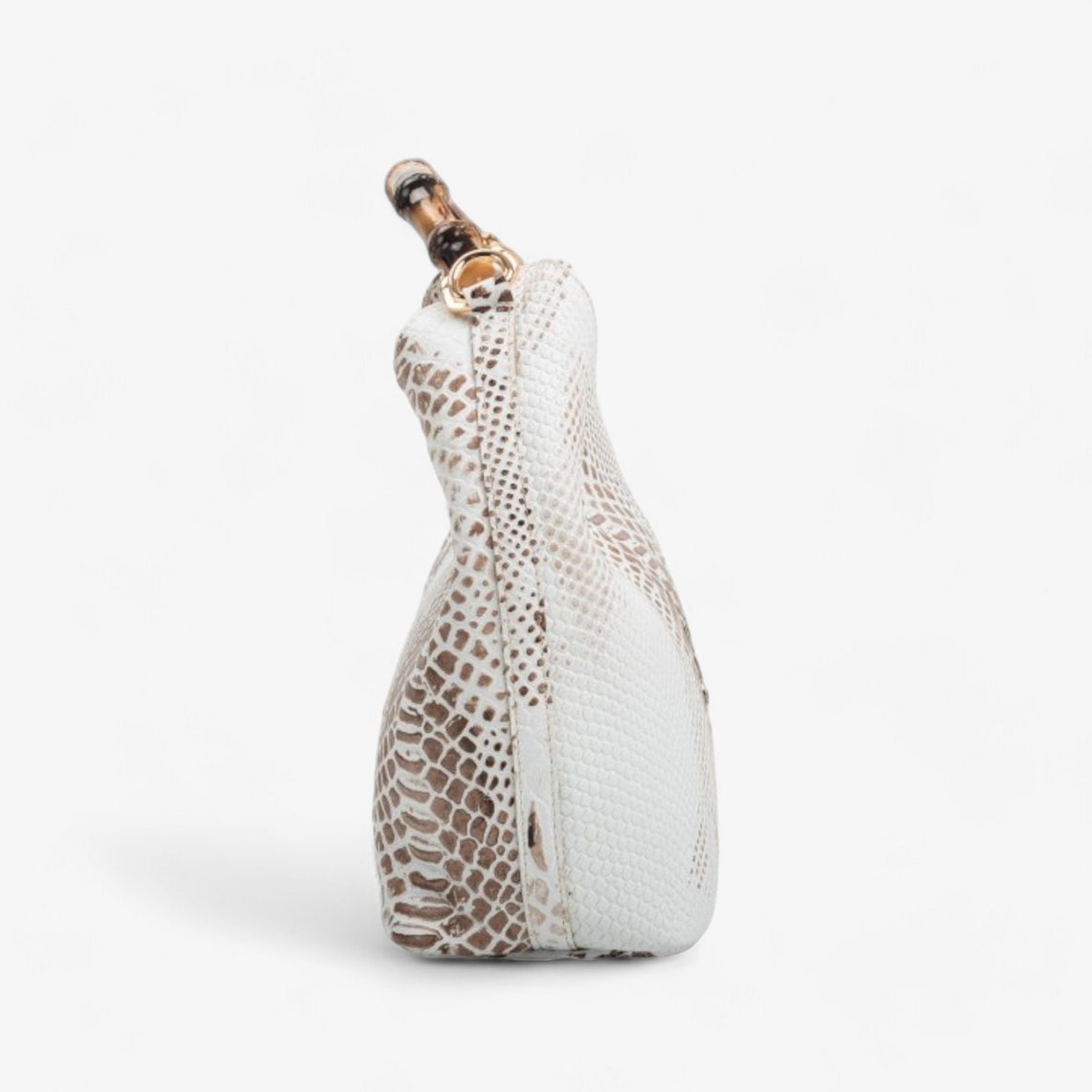 White Leather Handbag With Bone-style Plastic Handle - Luxury and ...
