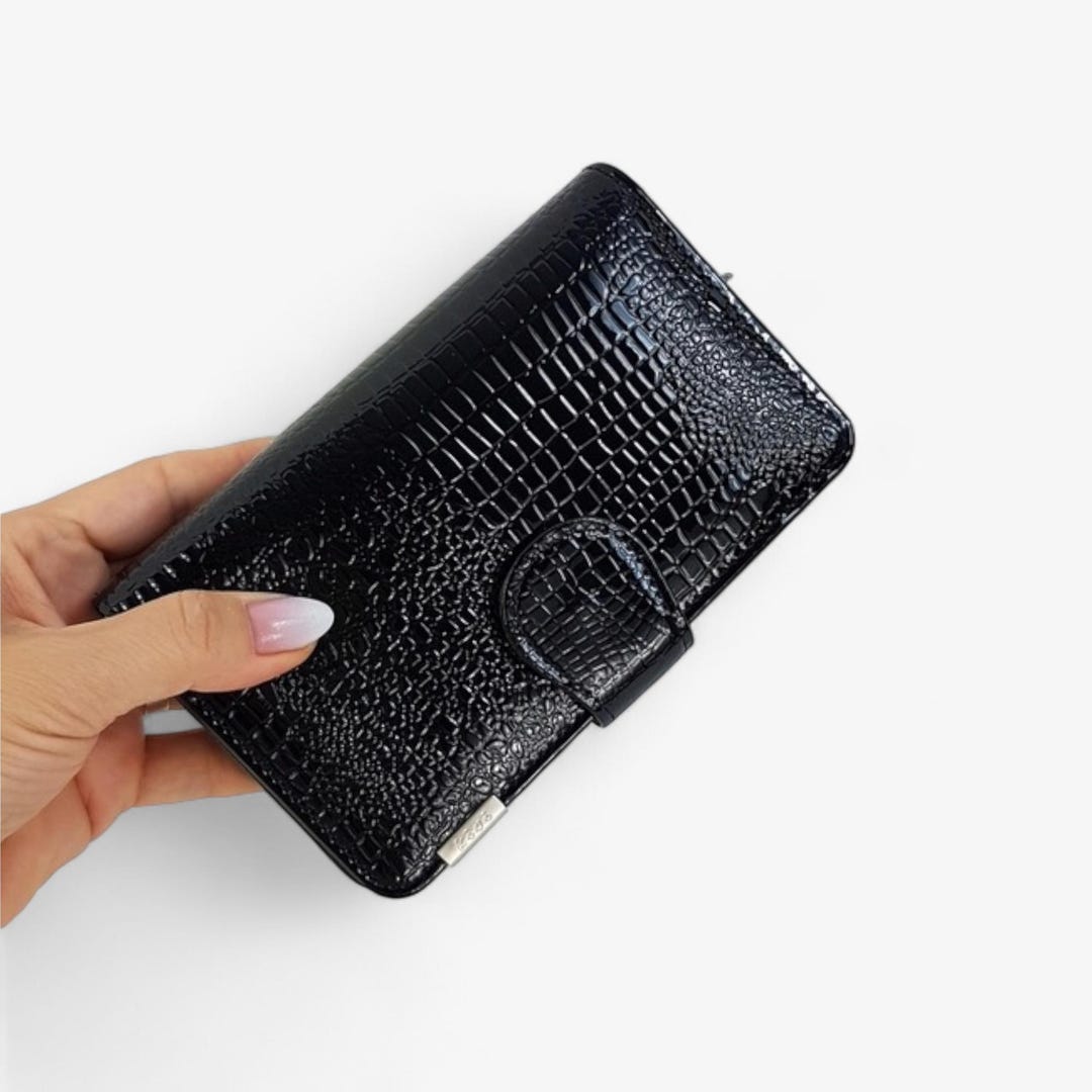 Women's Black Leather Wallet - Elegant and Versatile - Etsy