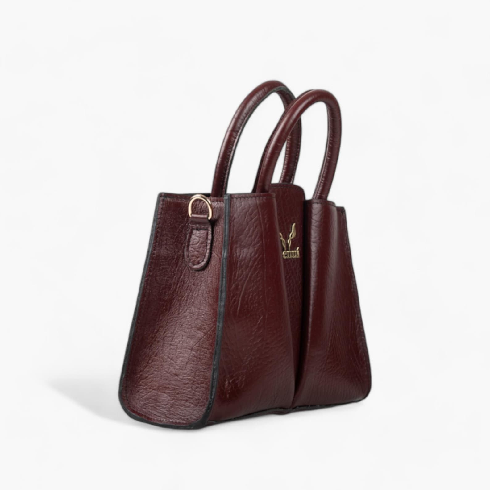 Bordeaux Leather Handbag With V-shape – Handcrafted Elegance and ...