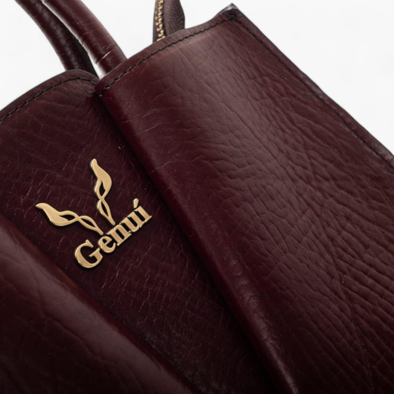 Bordeaux Leather Handbag With V-shape – Handcrafted Elegance and ...