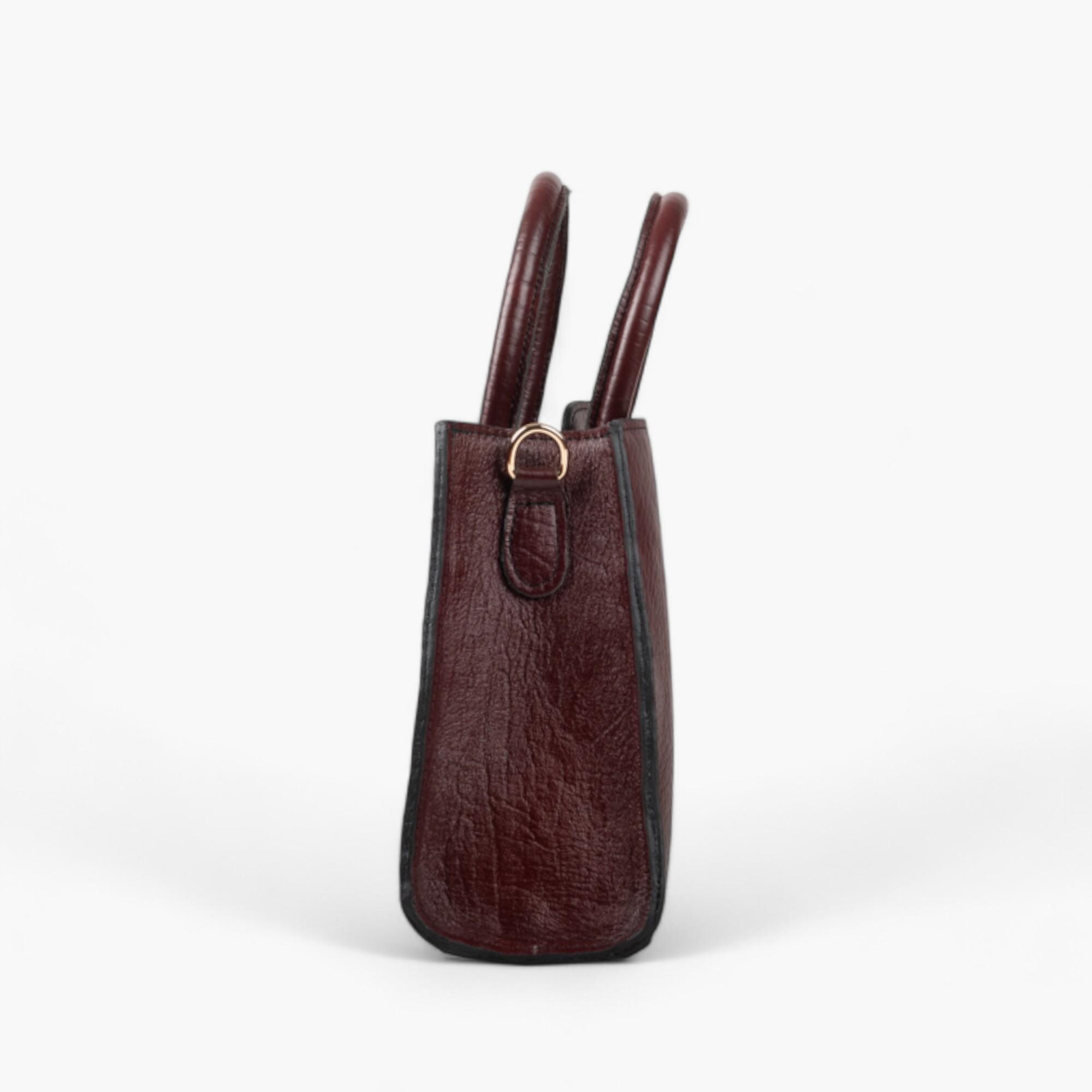 Bordeaux Leather Handbag With V-shape – Handcrafted Elegance and ...
