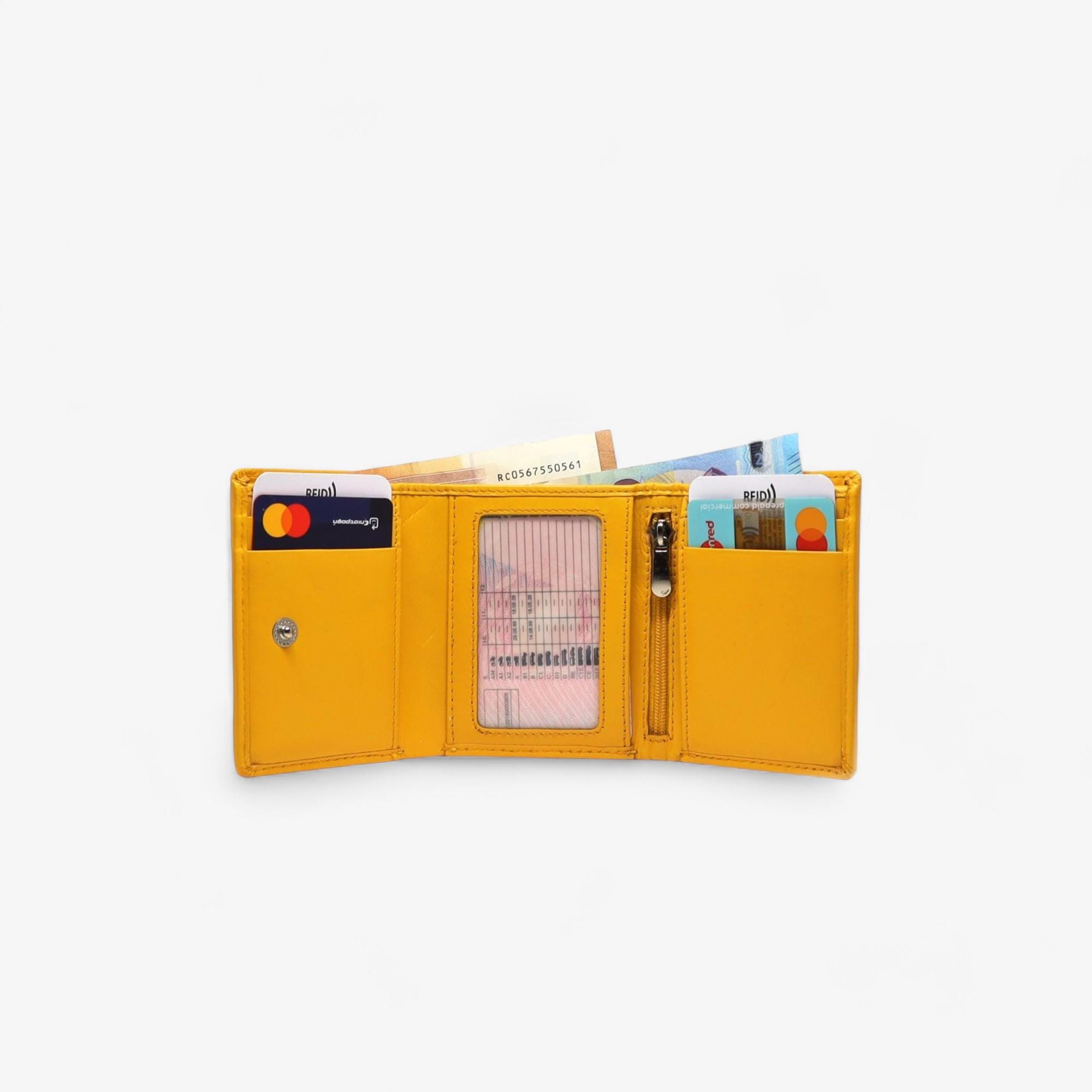 Compact Yellow RFID Leather Wallet for Secure Essentials - Etsy