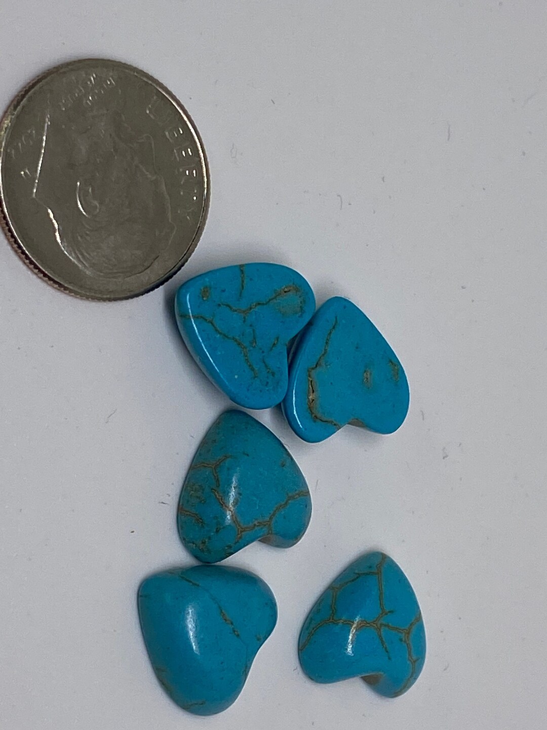 5 Blue Stone Hearts, Turquoise Heart-shaped Stones for Decoration ...
