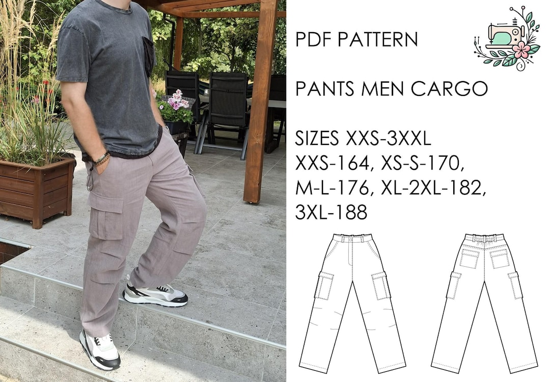 The Cargo Pants PDF Sewing Pattern/ Men Pants Pattern/ Sewing Pattern for Men/ Cargo Pants Men ...