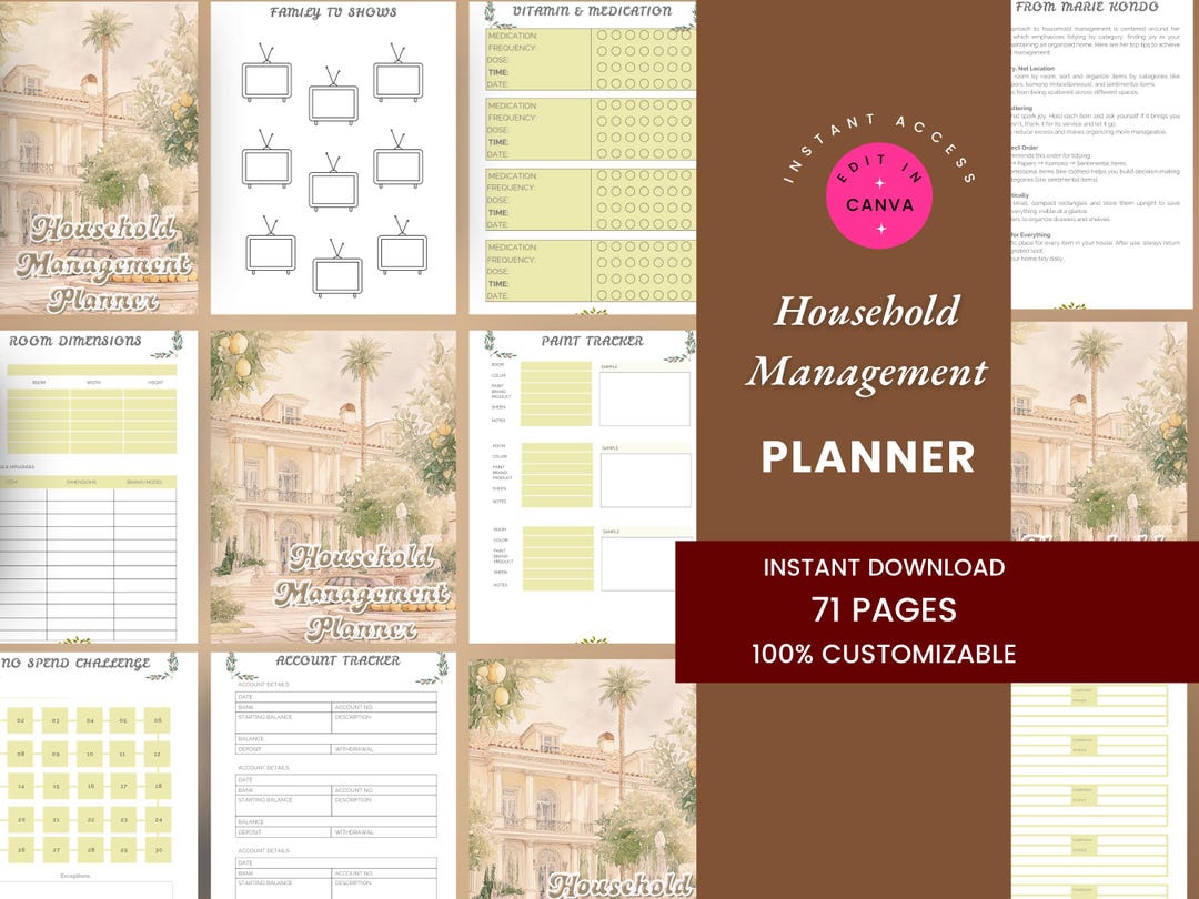 Household Planner | Printable Household Management Binder | Household ...