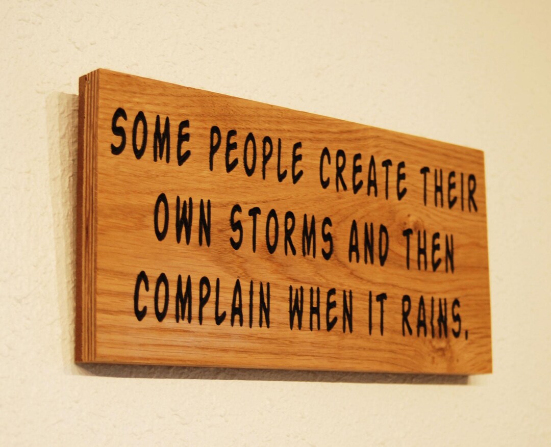 Some People Create Their Own Storms and Then Complain When It Rains ...
