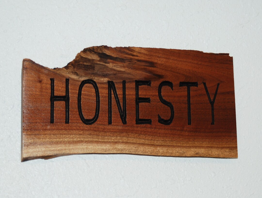 Honesty - Hand Painted Carved Plaque, Live Edge Slab. 24169 - Etsy