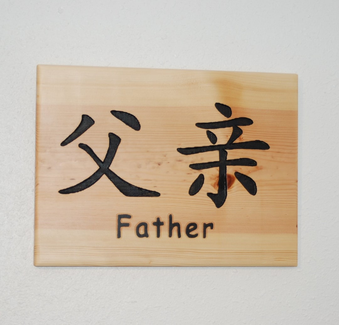 Father and the Chinese Symbol for Father - Hand Painted Wooden Plaque ...