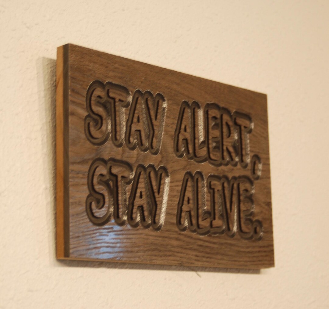 Stay Alert, Stay Alive - Carved Wooden Plaque - 25264 - Etsy