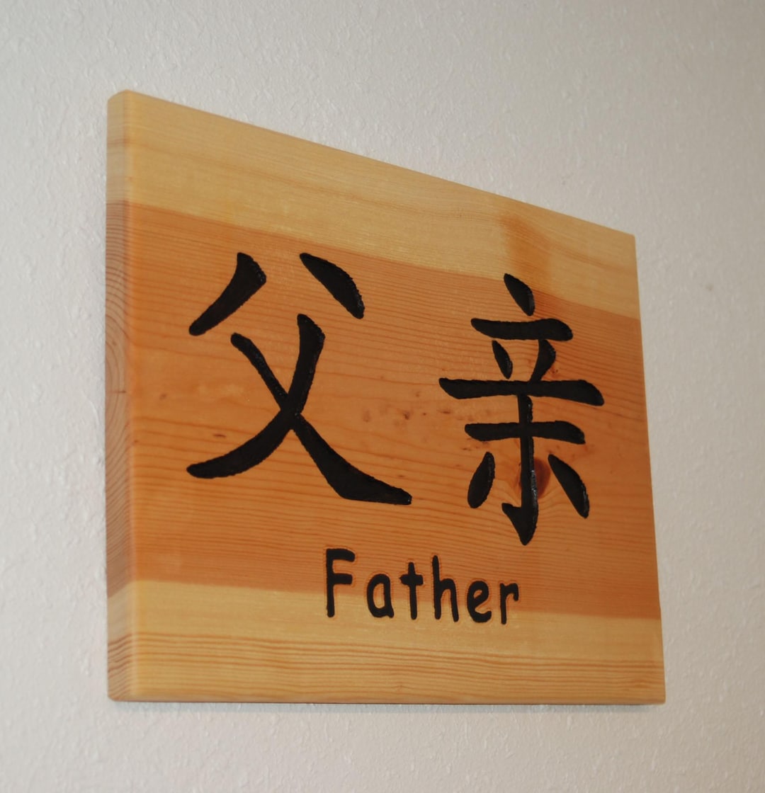 Father and the Chinese Symbol for Father - Hand Painted Wooden Plaque ...