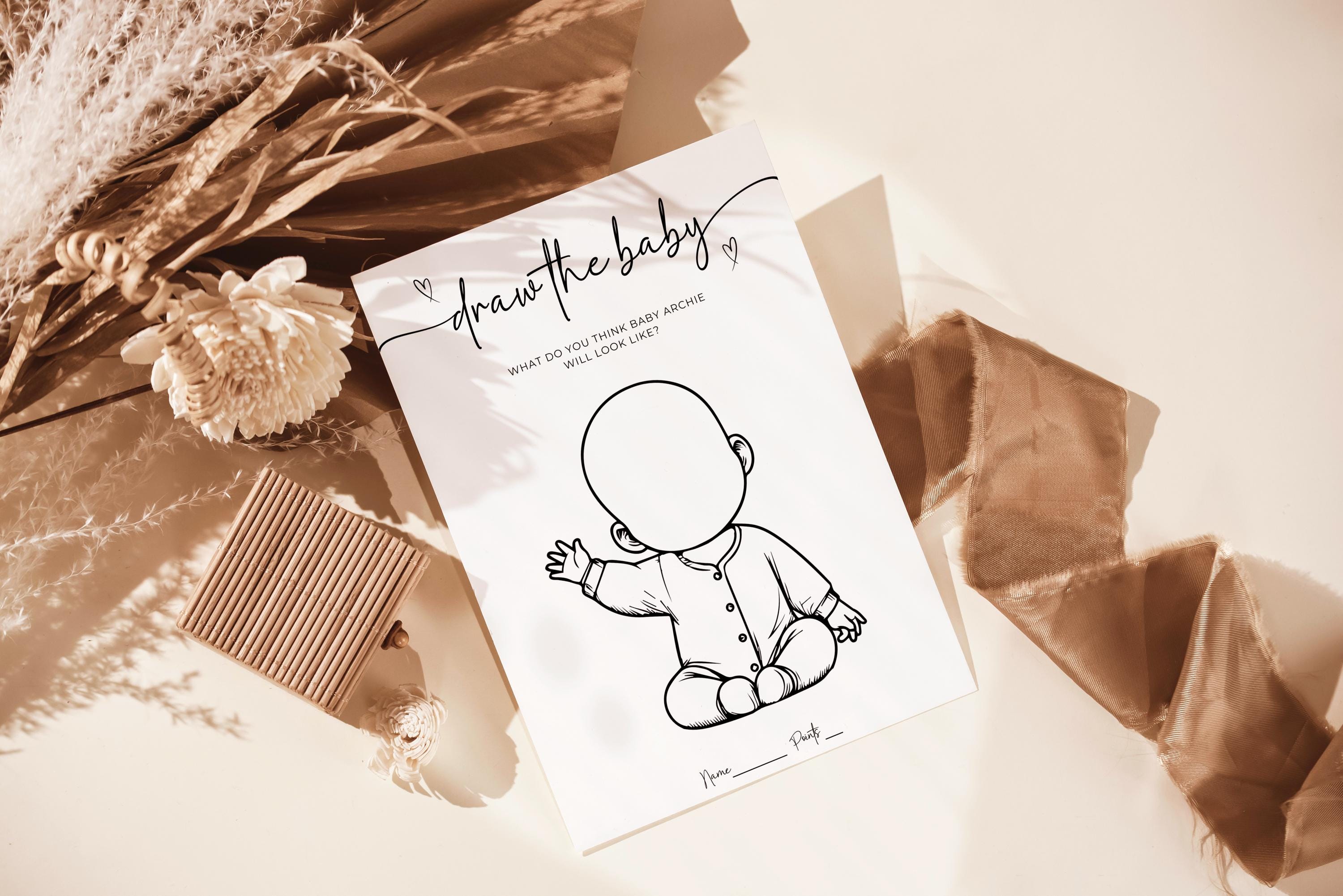 Baby Shower Game Draw the Baby, Minimalist Fun Baby Shower Games ...
