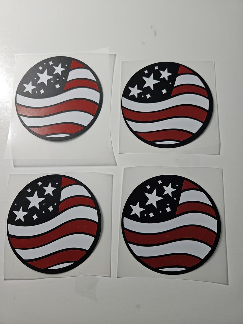 Round US Flag Vinyl Decals - Etsy