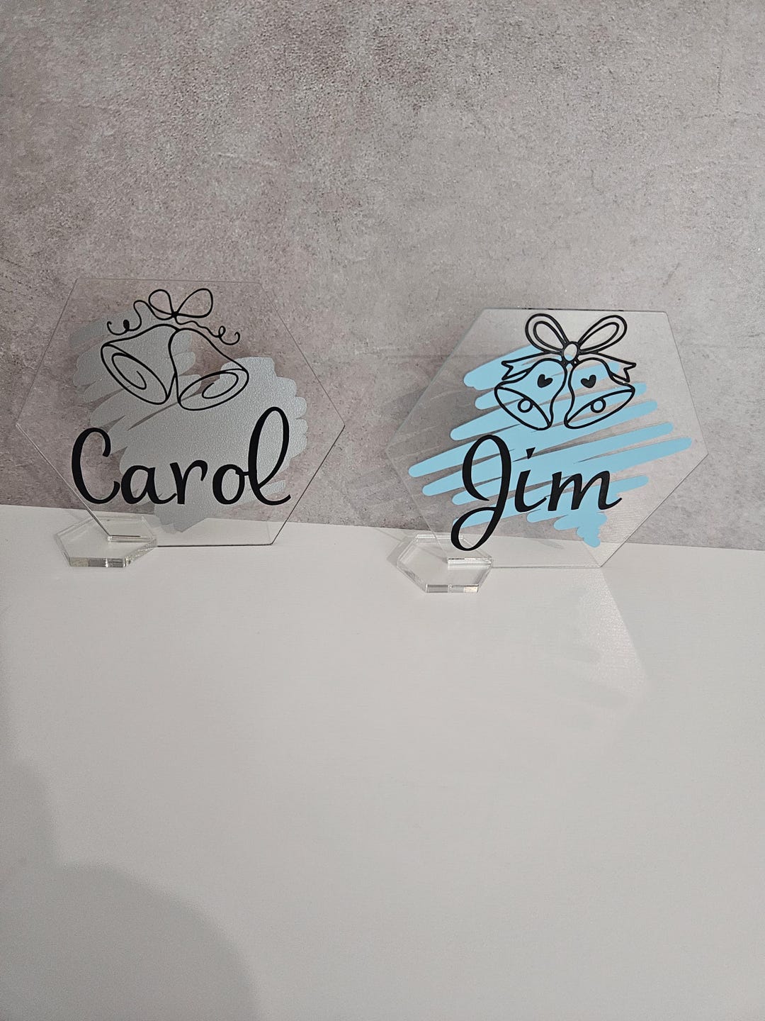 Hexagon Wedding Acrylic Table Name Sign With Holder - Etsy