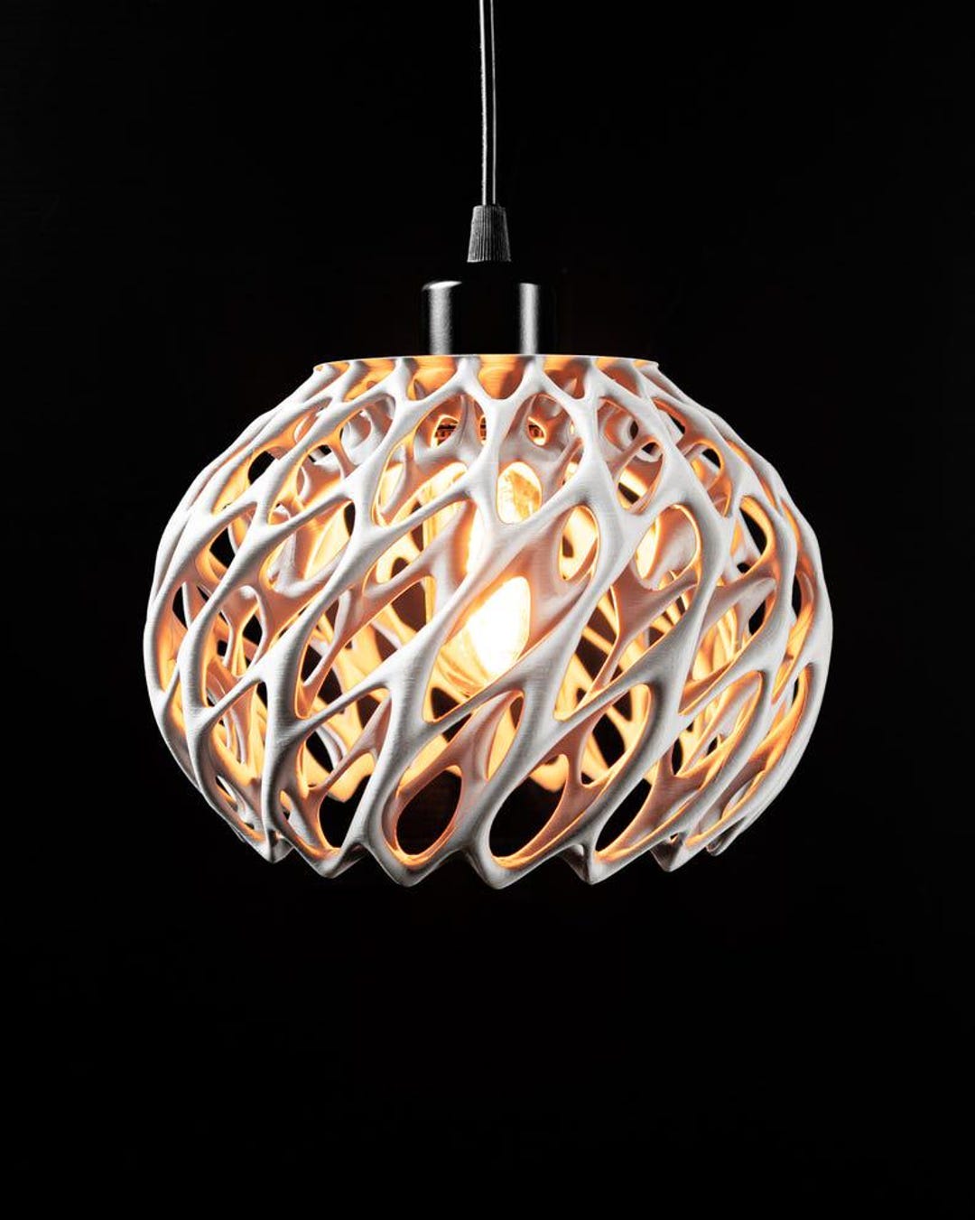 3D Printed Pendant Lamp: Organic Lattice Design With Hemp Rope - Etsy