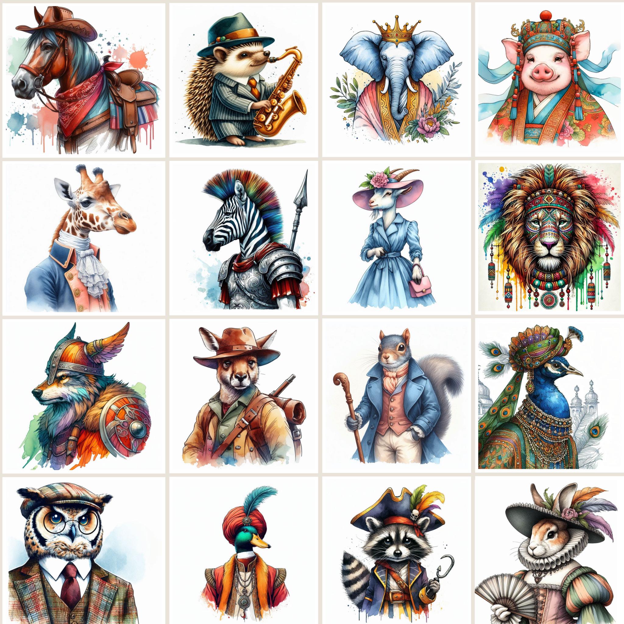 35 Historic Animals, Watercolor, Clipart, Commercial Use, PNG, High ...