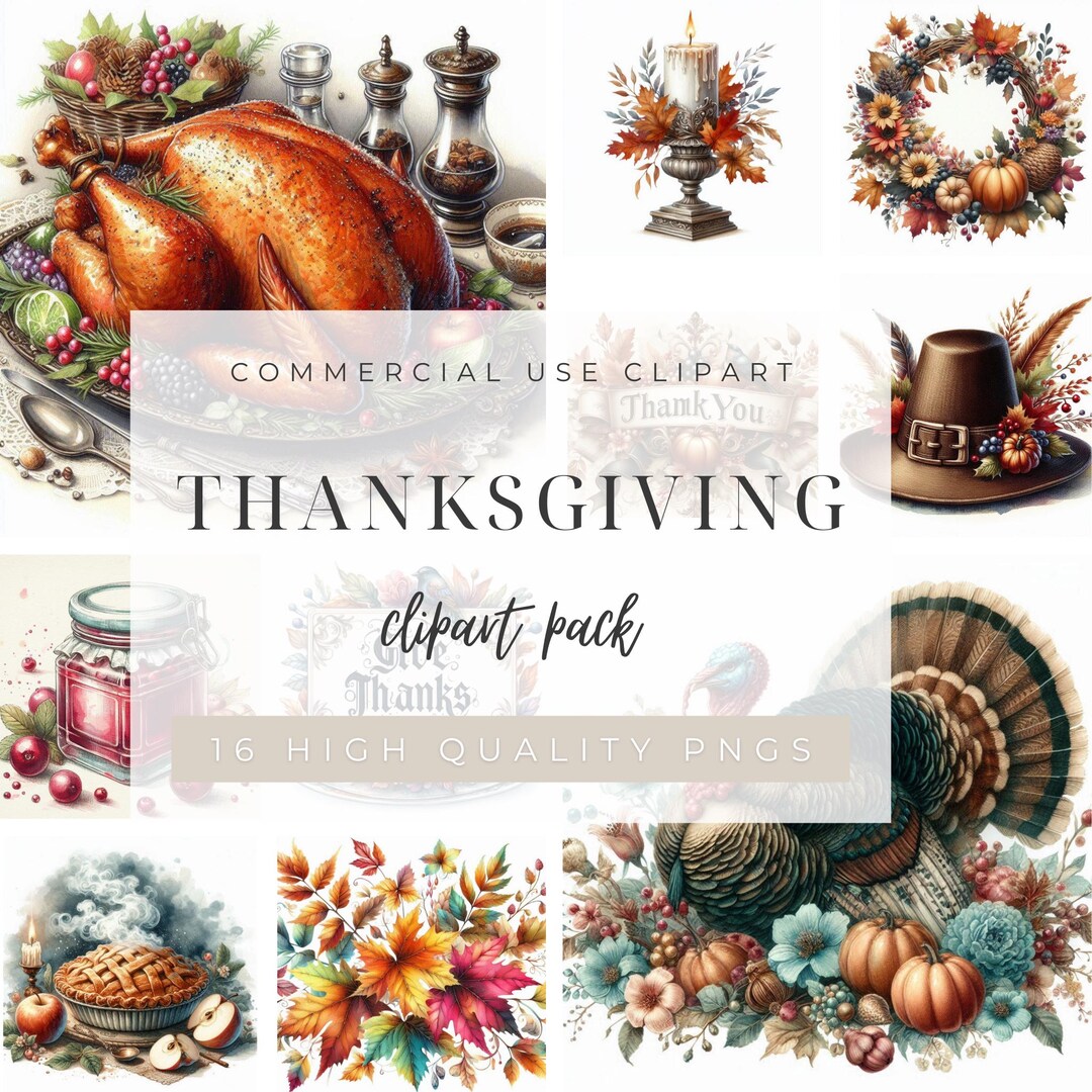 16 Thanksgiving, Watercolor, Clipart, for Kids, Commercial Use, PNG ...