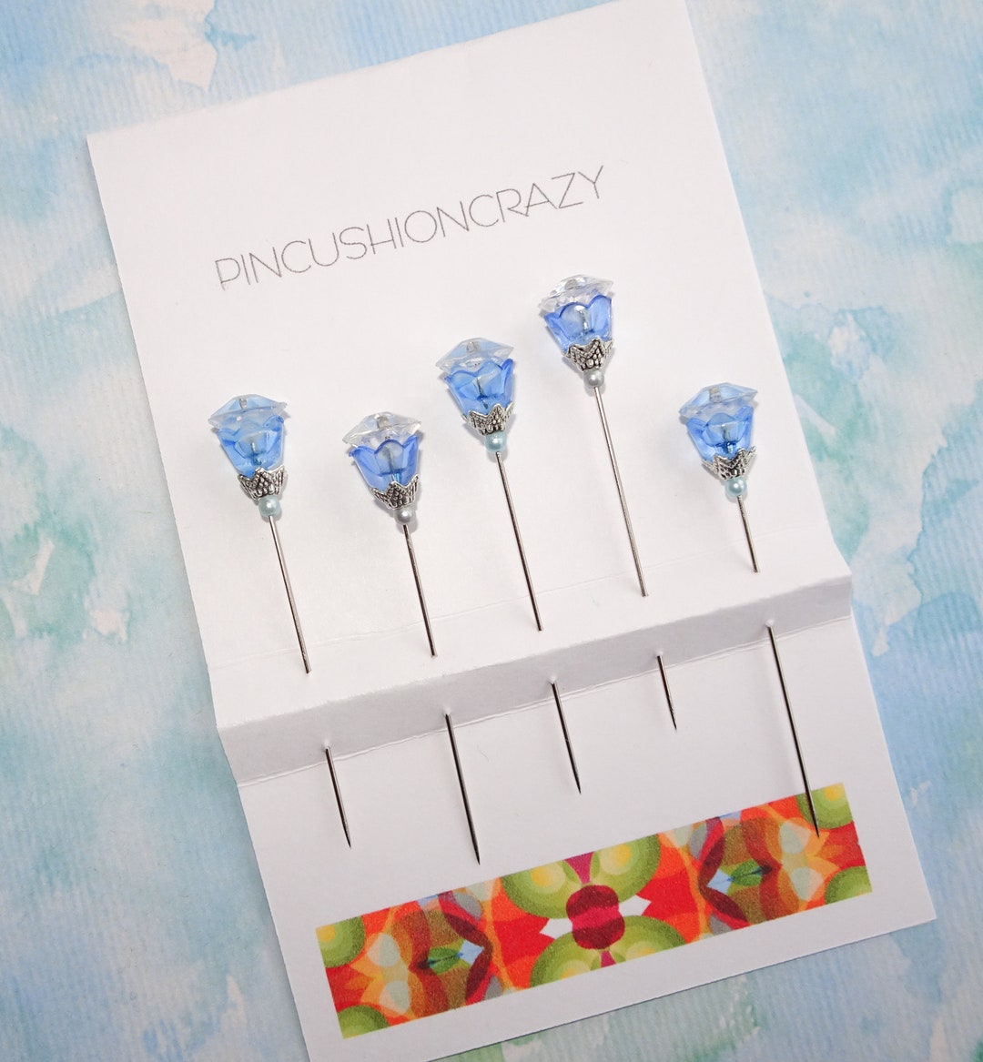 Blue Counting Pins for Cross Stitch Diamanté Fancy Embellishment Pins ...