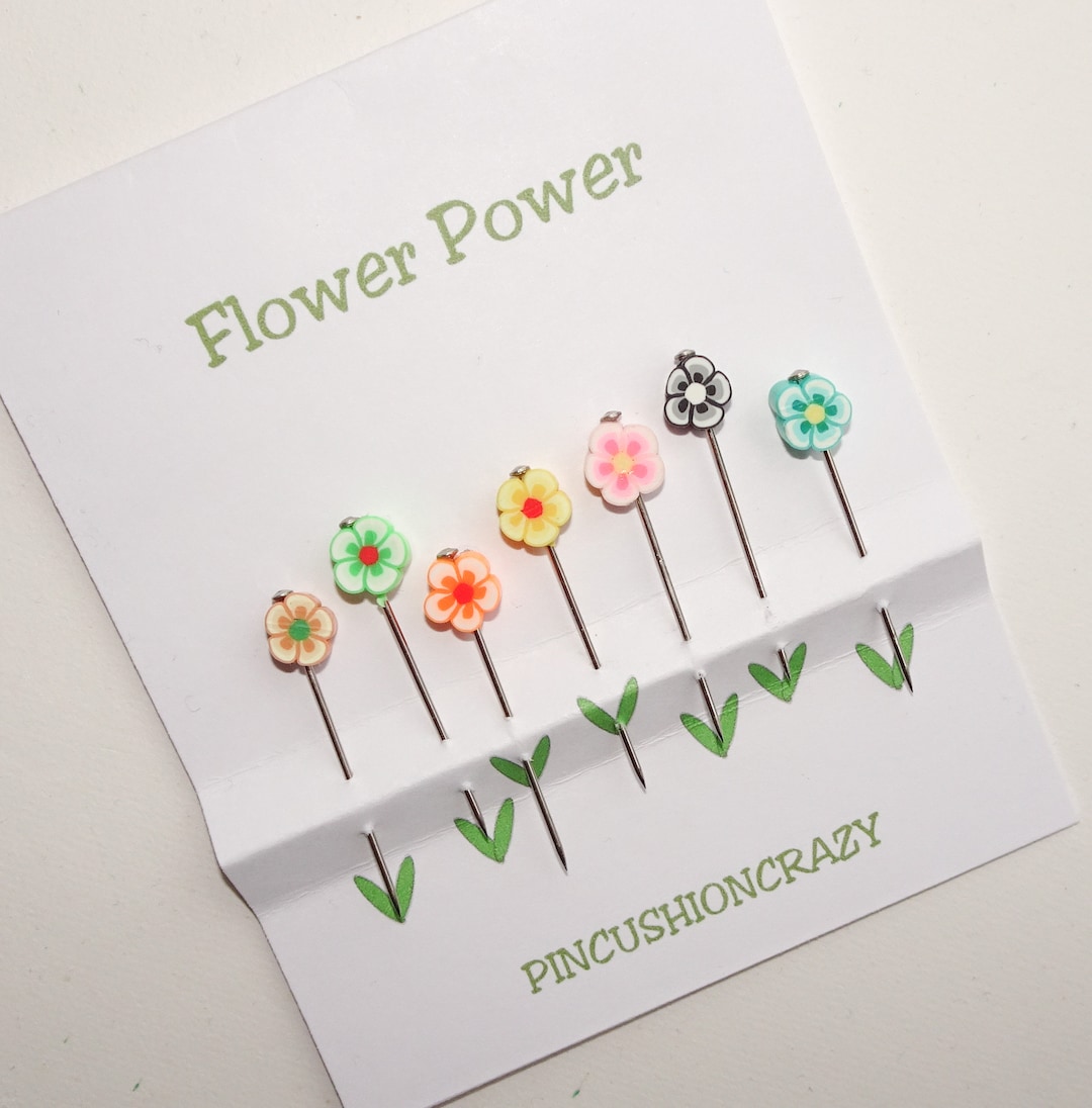 Counting Pins - Flower Sewing Pins - Flower Power - 1 1/2” Long Flower ...