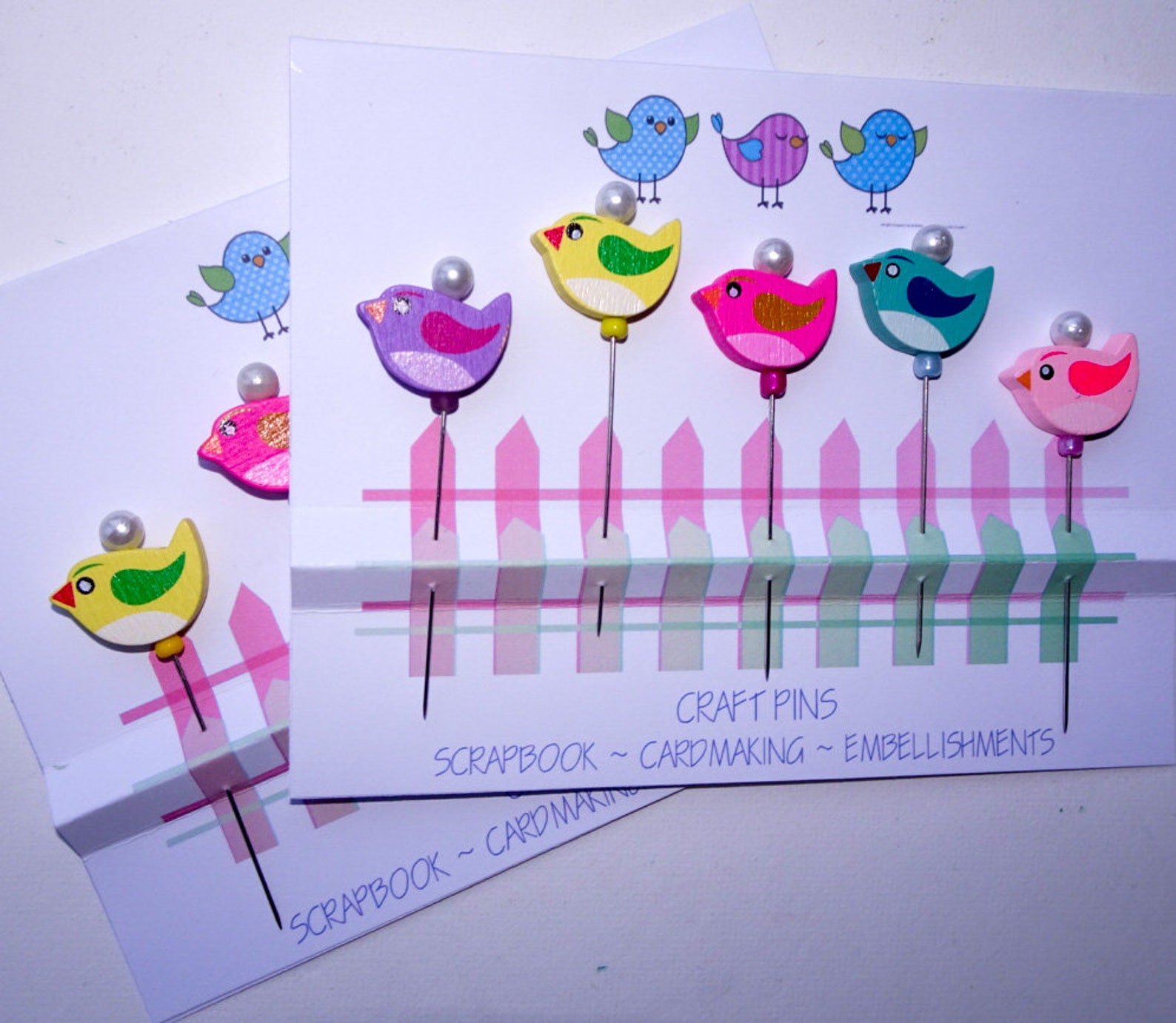 Wooden Bird Pins Craft Embellishments Pins Scrapbook & - Etsy