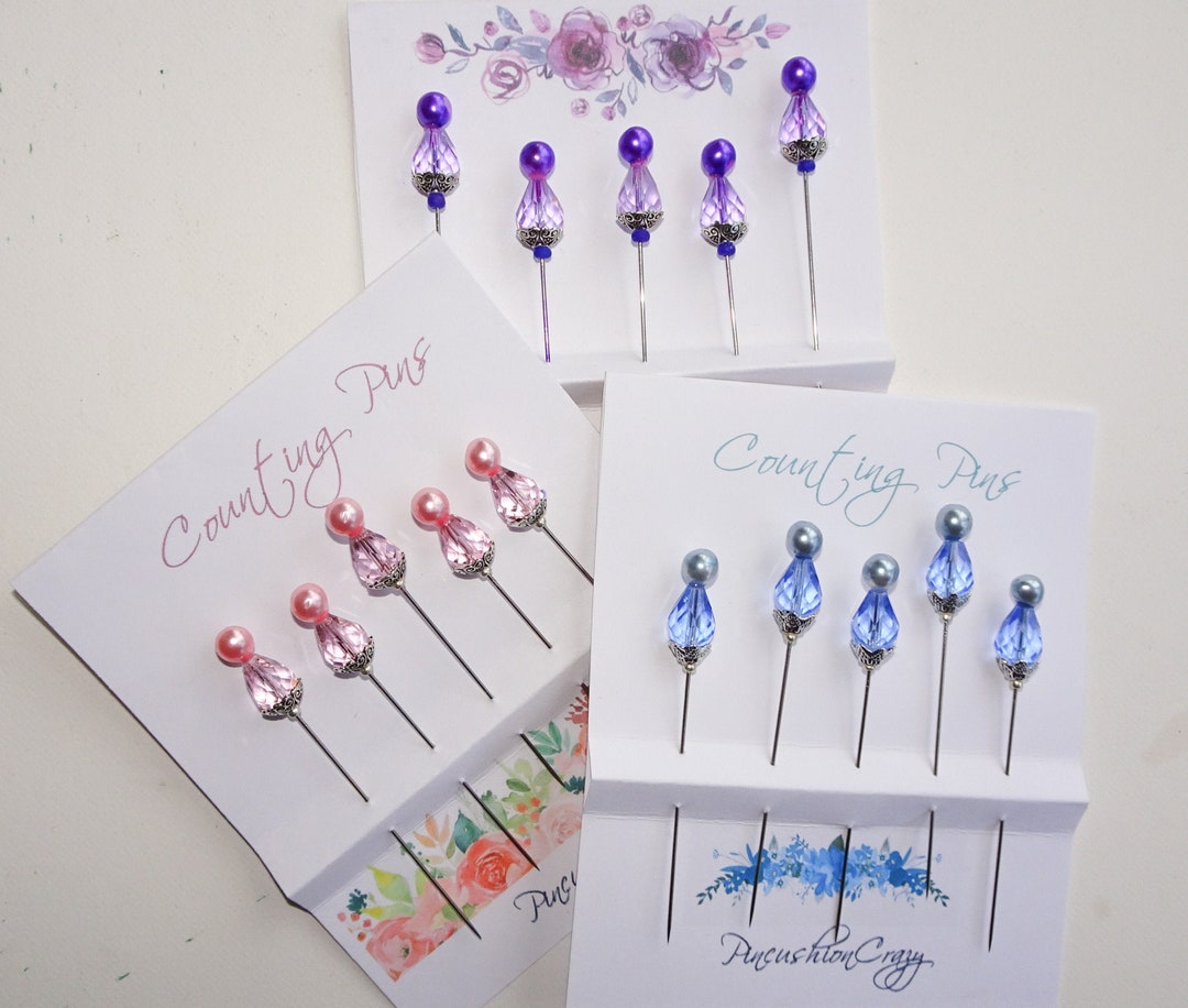 Counting Pins - Blue, Pink or Mauve - Crystal Quilting / Pincushion ...
