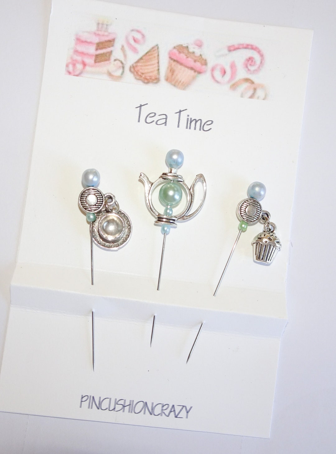Fancy Pins Pin Toppers Decorative Sewing Pins Embellishment Pins Tea ...