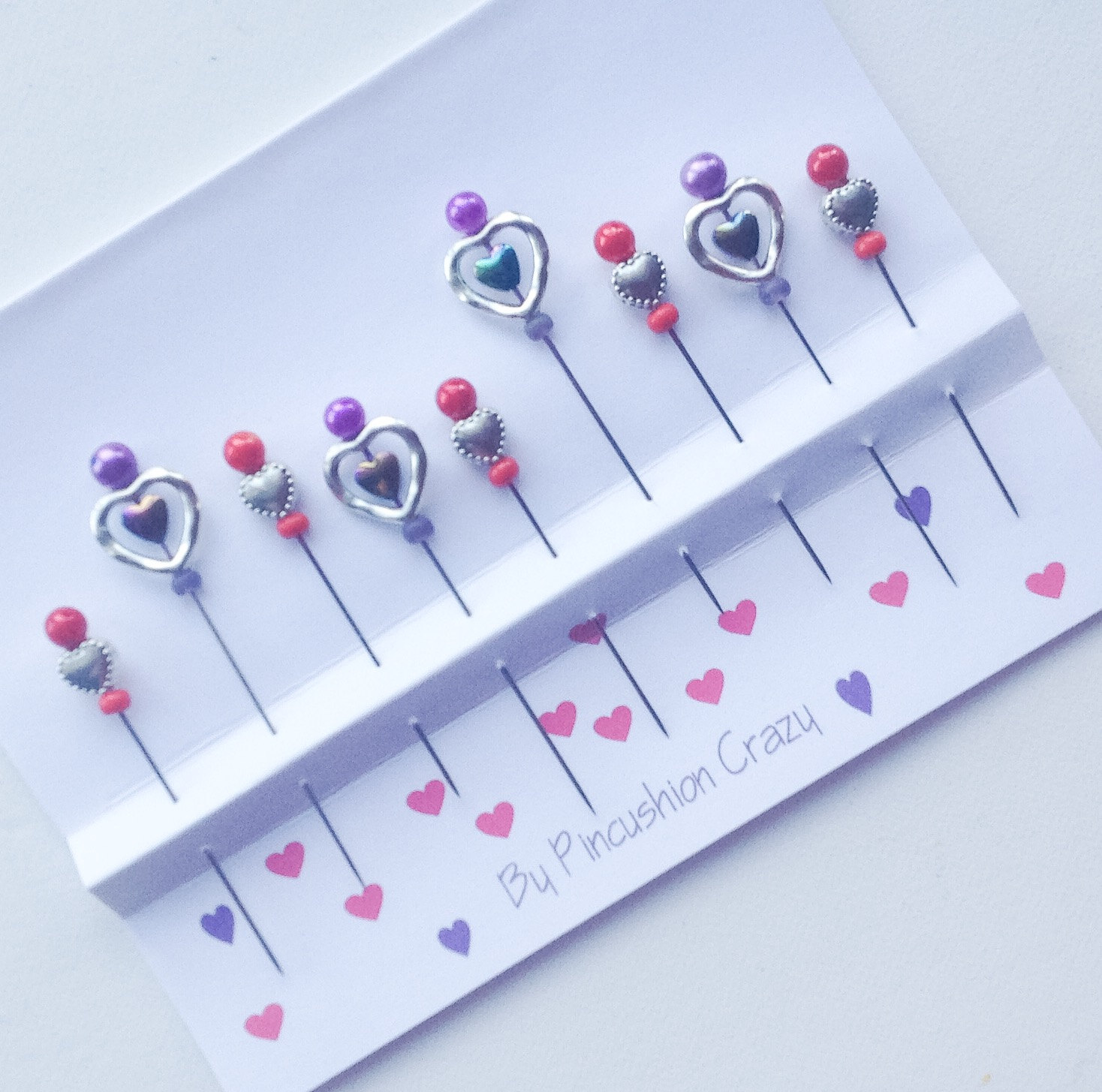 Beaded Heart Pins I Love You Pins Straight Pins Sewing | Etsy