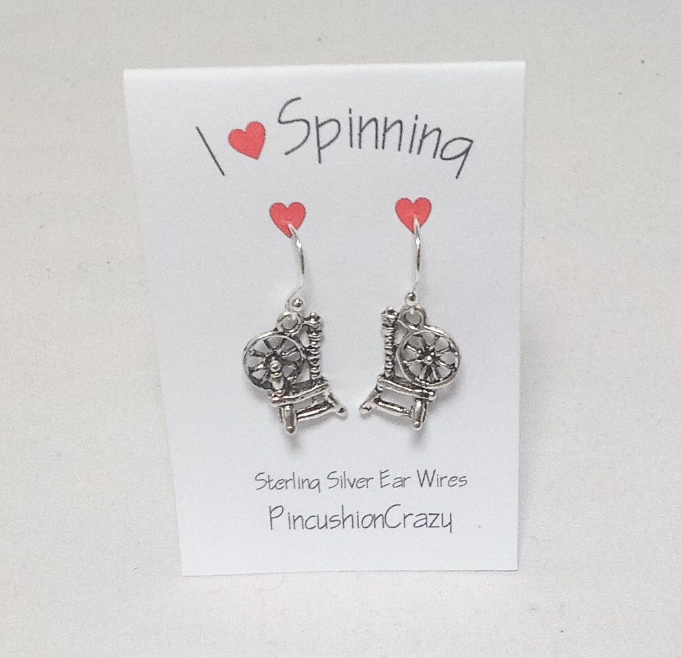 I Love Spinning Spinning Wheel Earrings Hand Spinner Gift | Etsy