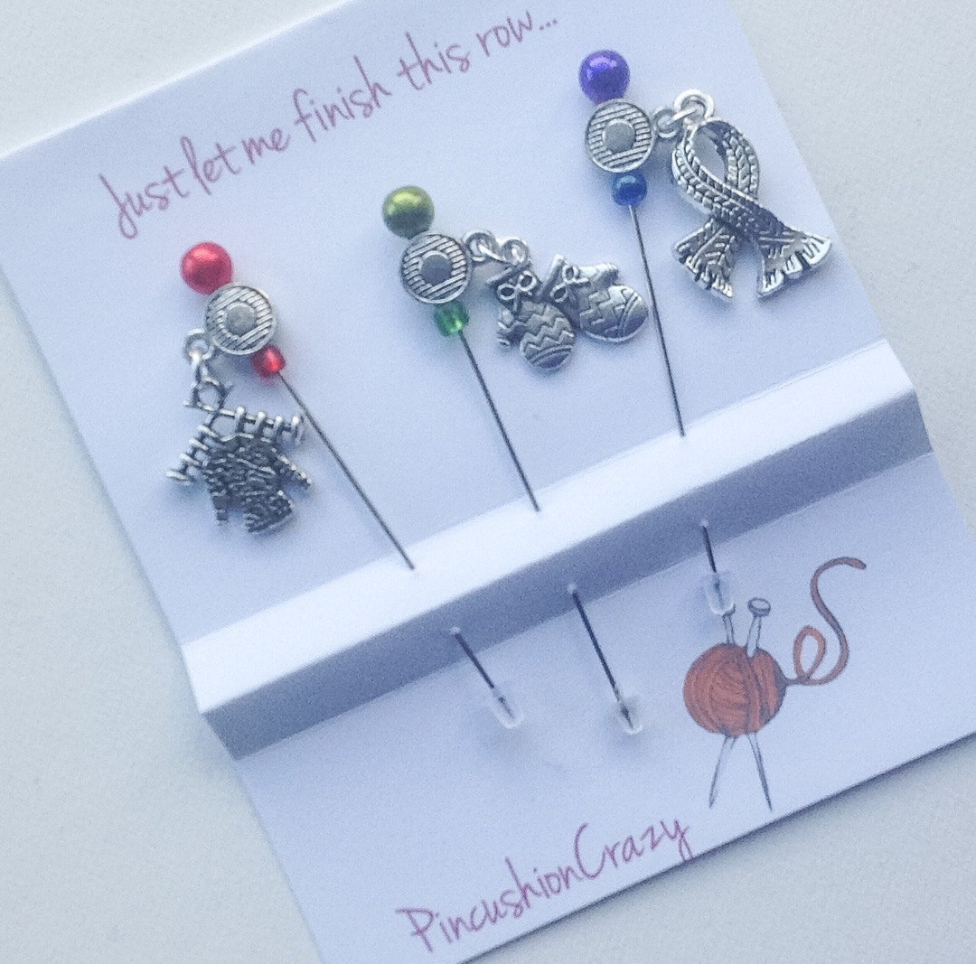 Decorative Pins - Gift for Knitter - Pincushion Pins - Knitting Stick ...