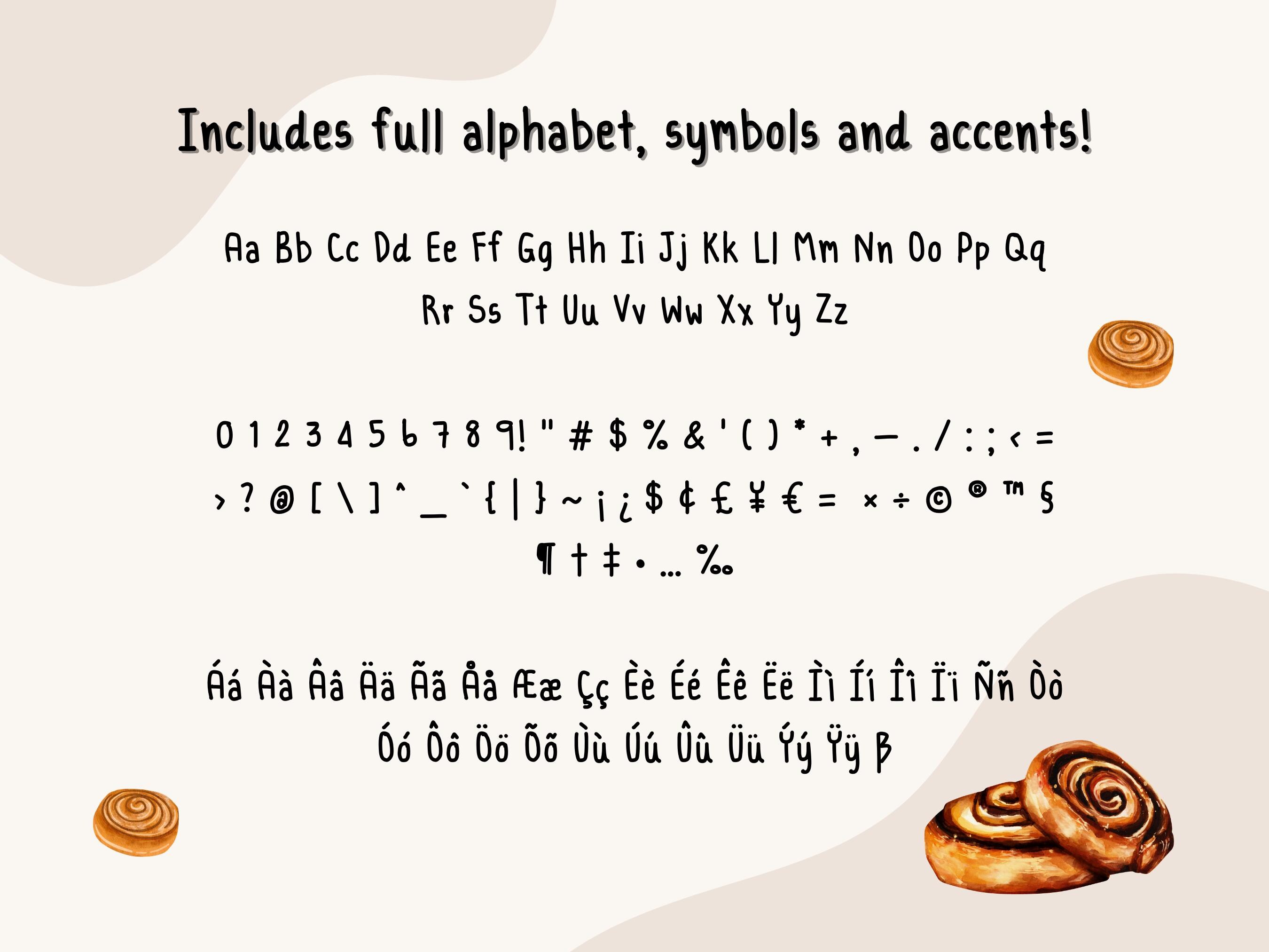 Cinnamon Roll Font-handwritten Font, Handwriting Font, Cute Font ...