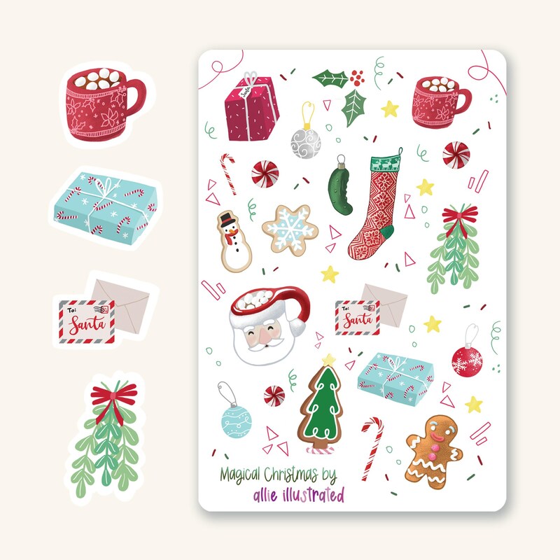 Christmas Stickers Sheet - Etsy