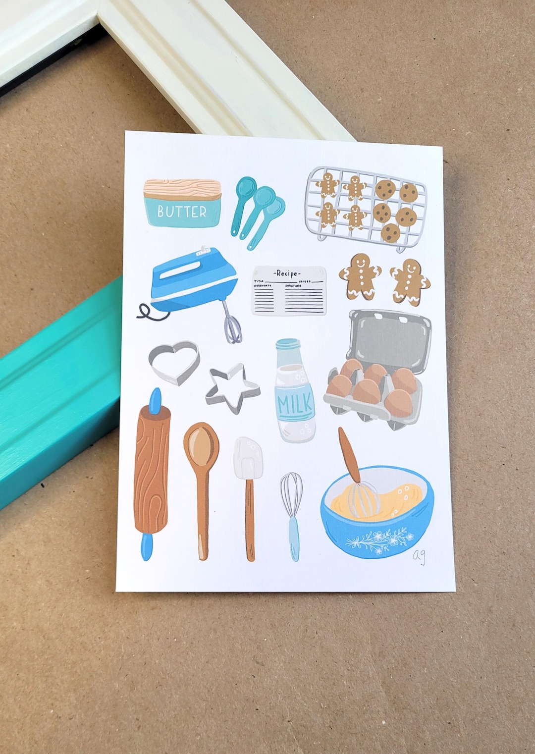 Hand-drawn Baking Illustration Print, Kitchen Wall Art - Etsy
