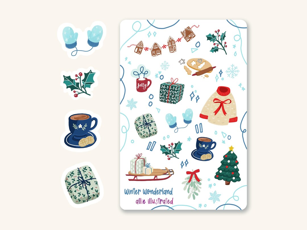 Winter Wonderland Sticker Sheet, Christmas Sticker Sheet, Holiday ...