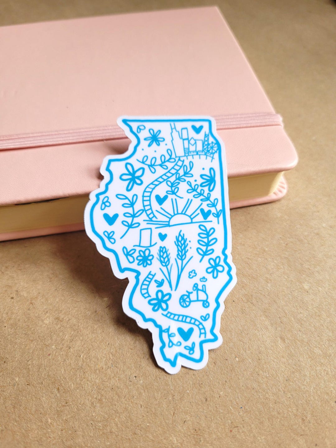 Illinois Map Sticker, Floral State Pride Gift - Etsy