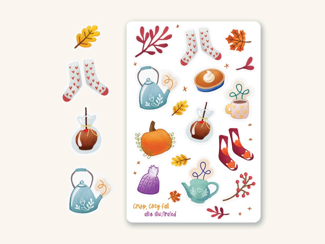 Crisp, Cozy Fall Sticker Sheet, Planner Stickers, Journal Stickers ...