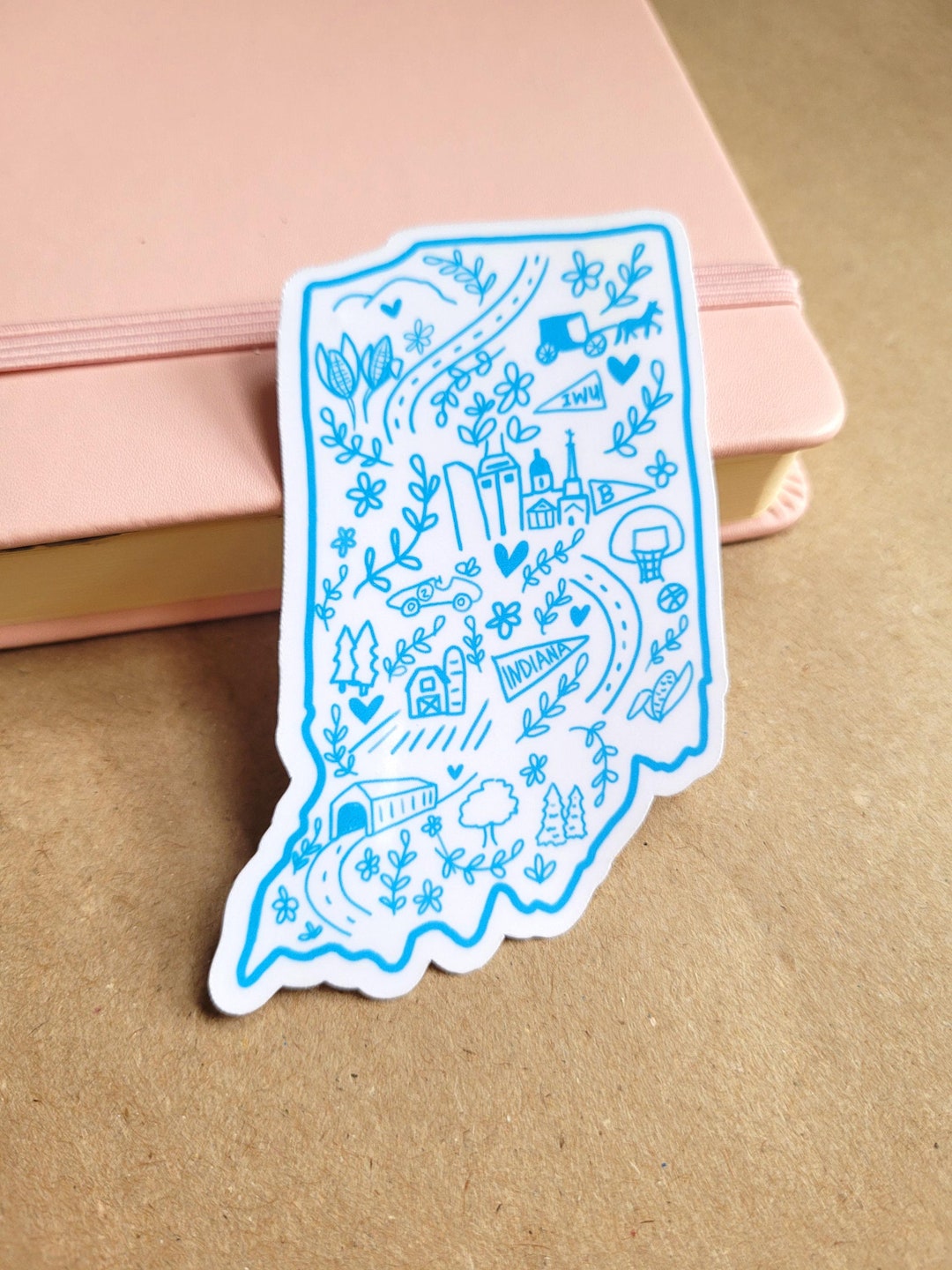 Indiana Sticker, Indiana Map Sticker, Midwest Sticker, Indiana Gift ...