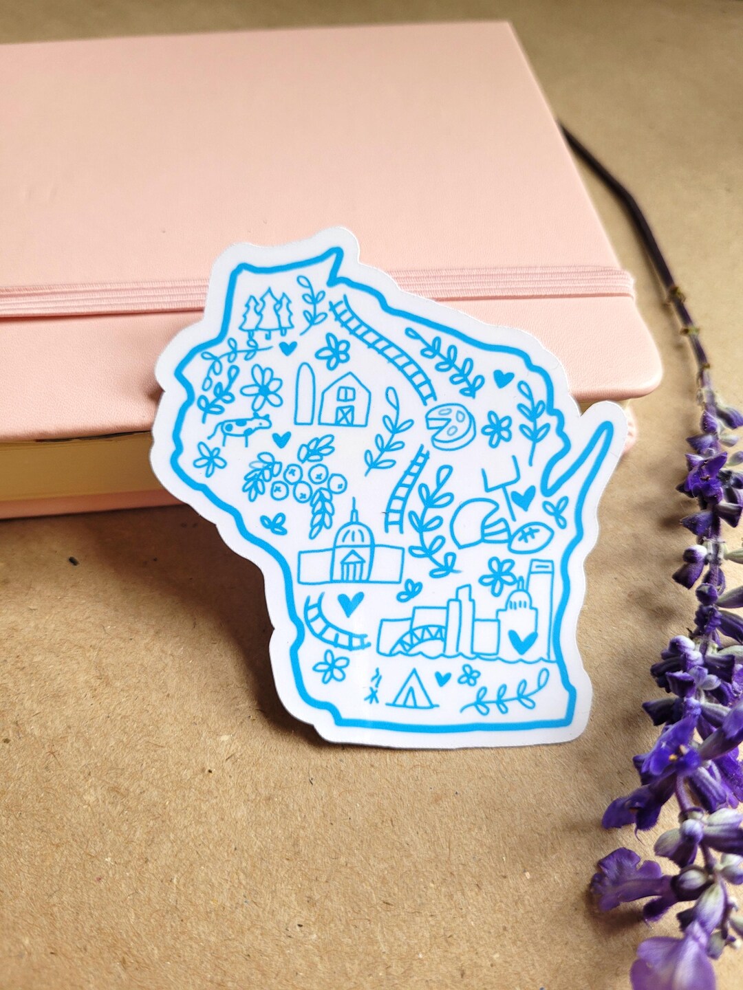 Wisconsin Sticker, Wisconsin Map Sticker, Midwest Sticker, Wisconsin ...