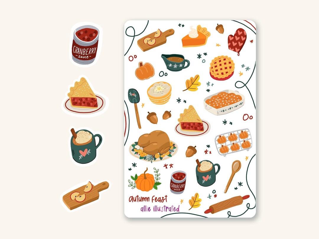 Autumn Feast Sticker Sheet, Thanksgiving Stickers, Autumn Harvest - Etsy