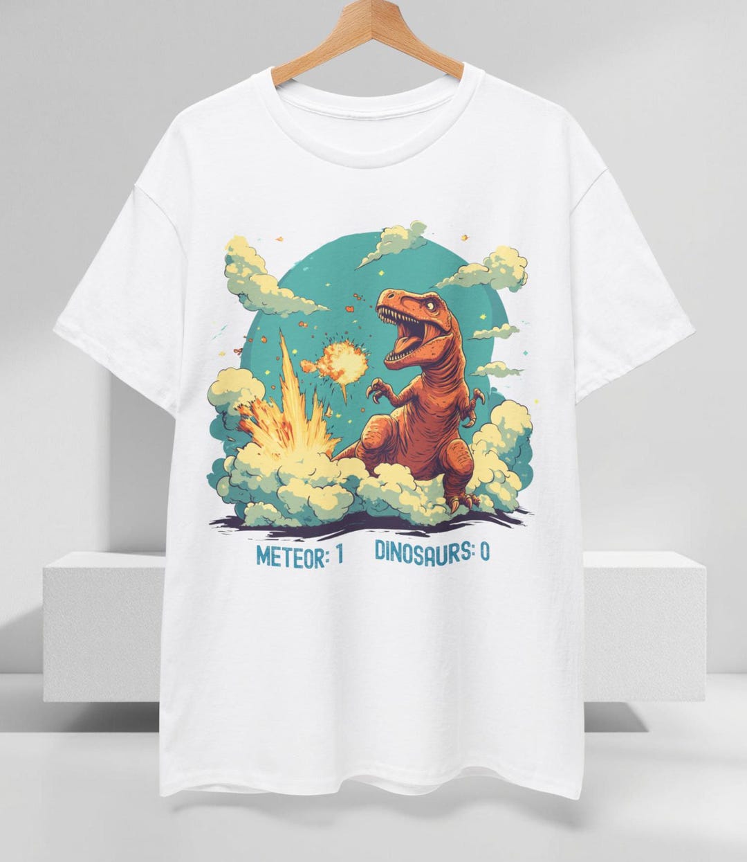 Dino Vs Meteor Tee, Dinosaur Apocalypse T-shirt, End of Dinosaurs Top ...
