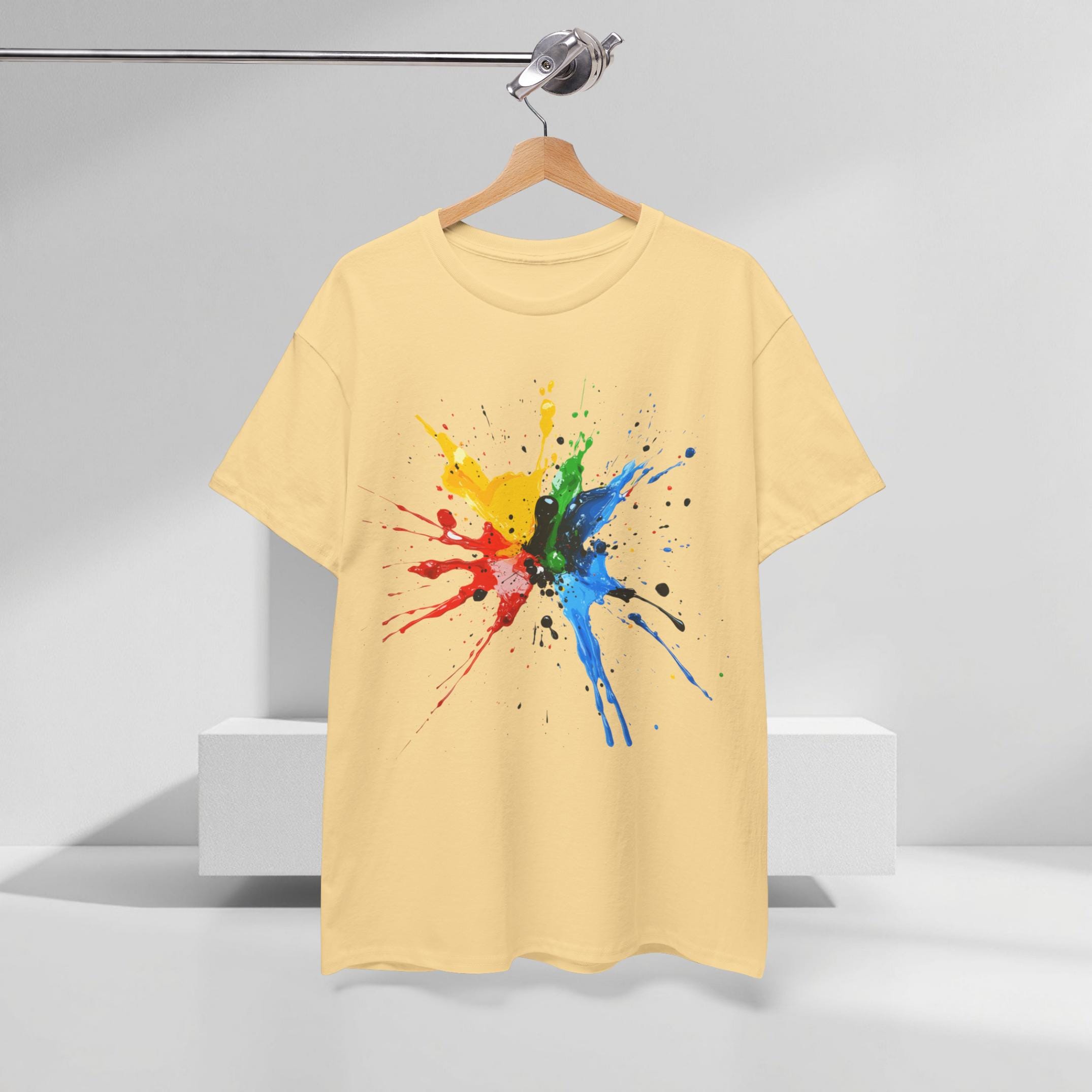 Paint Splash Tee, Multicolor Graphic T-shirt, Creative Watercolor ...