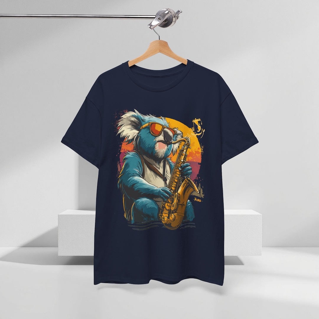 Koala Musician Tee, Quirky Animal T-shirt, Jazz Music Shirt, Saxophone ...