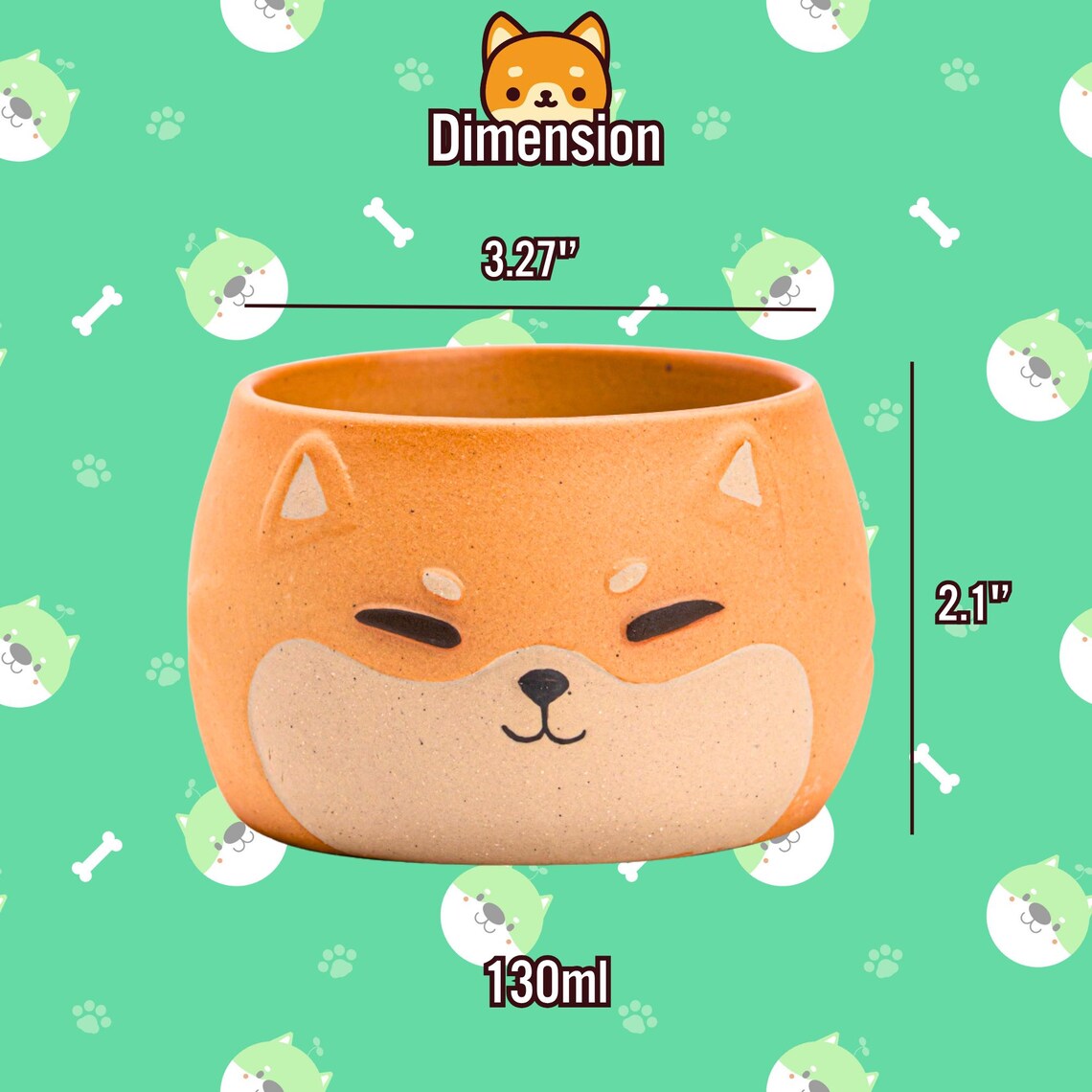 Shiba Inu Tea Cup – Handmade Japanese Style Ceramic Mug, 130ml Kawaii ...