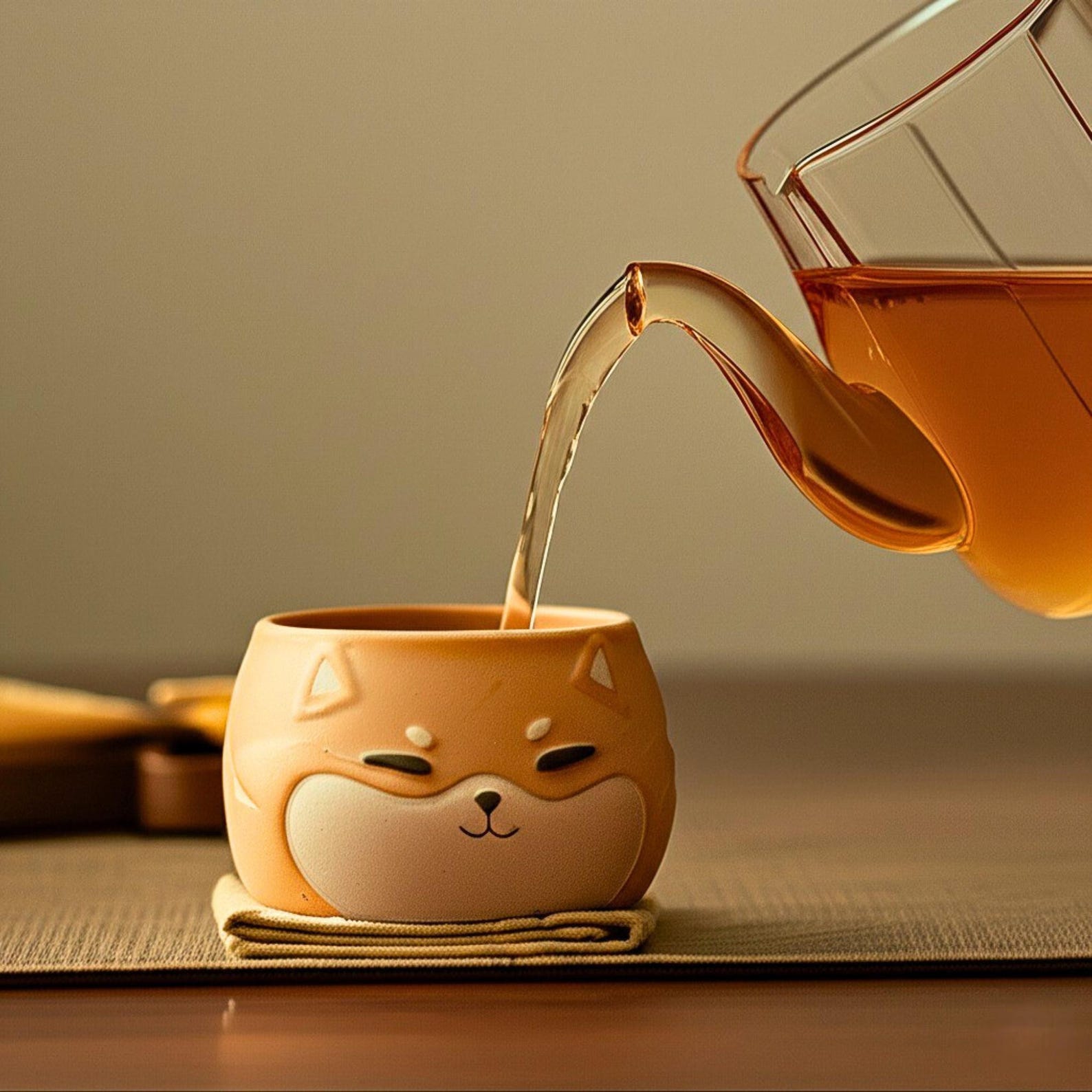 Shiba Inu Tea Cup – Handmade Japanese Style Ceramic Mug, 130ml Kawaii ...