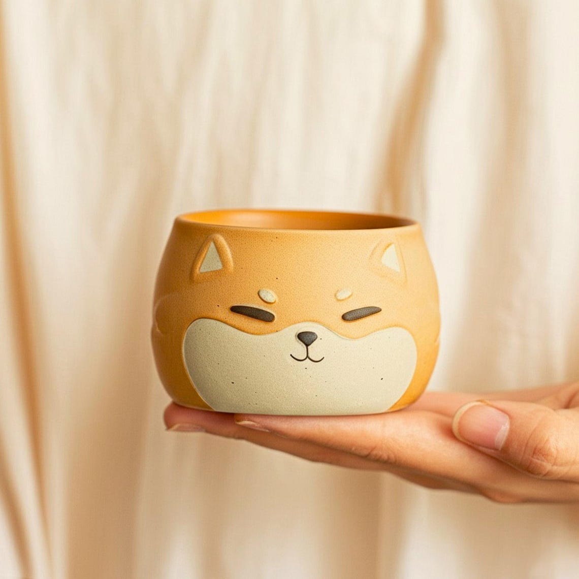 Shiba Inu Tea Cup – Handmade Japanese Style Ceramic Mug, 130ml Kawaii ...