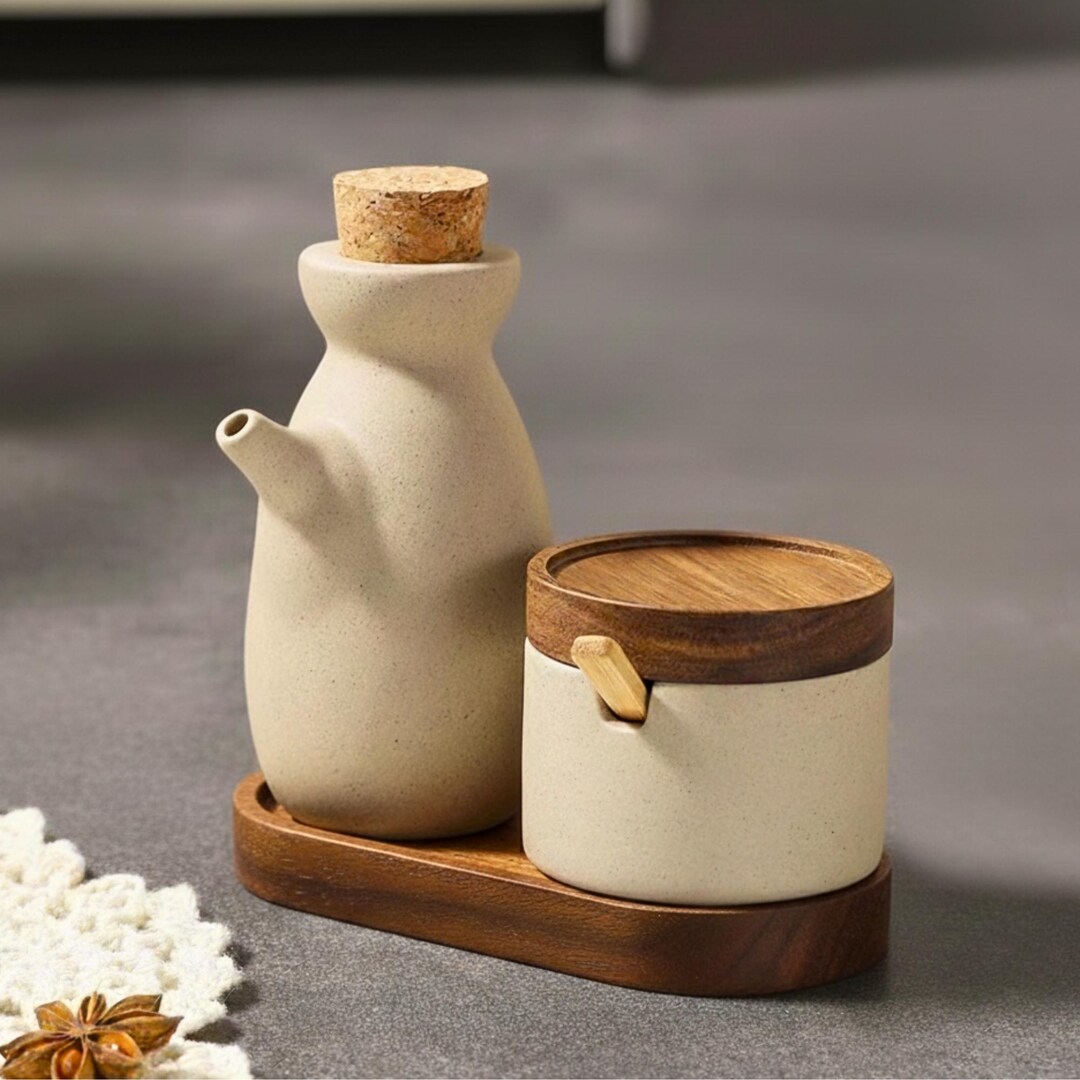Wabi-sabi Ceramic Condiment Set : Japanese Style Olive Oil Bottle and ...