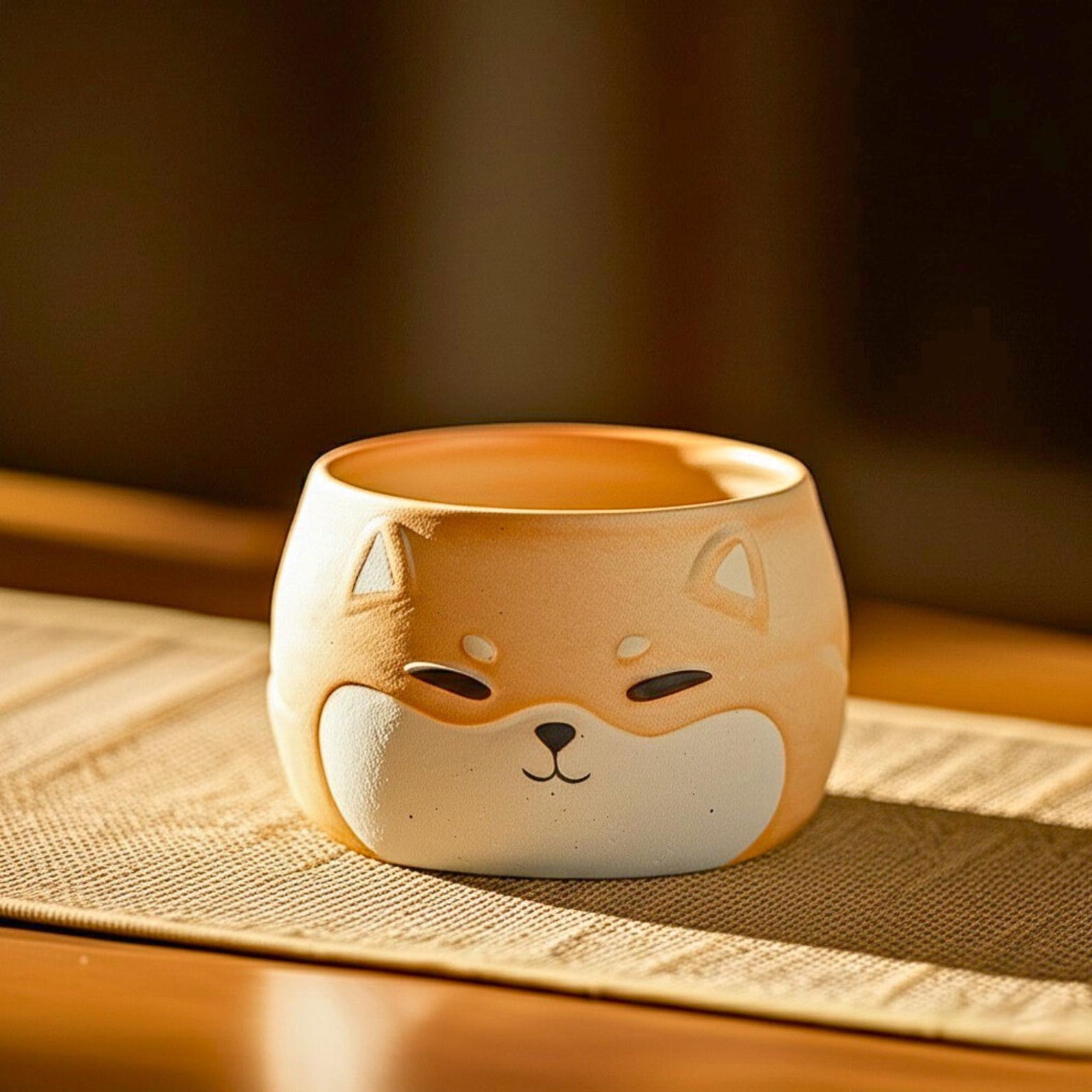 Shiba Inu Tea Cup – Handmade Japanese Style Ceramic Mug, 130ml Kawaii ...